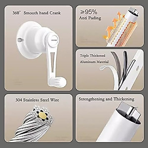 AOKLEY Clothes Drying Rack Balcony Single Pole Clothes Hanger Lifting Clothes Hanger Top Mounted Hand Operated Household Automatic Clothes Hanger Wall Mounted Clothes Hanger Rack (Size : 2.0m)