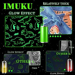 IMUKU Dinosaur Blanket Glow in The Dark Blankets for Boys Kids Dinosaur Gifts Toys Cute Dino Decor Red Green Throw Blanket