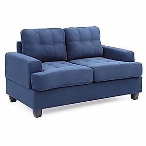 Glory Furniture Upholstered Love Seat, Navy Blue Suede