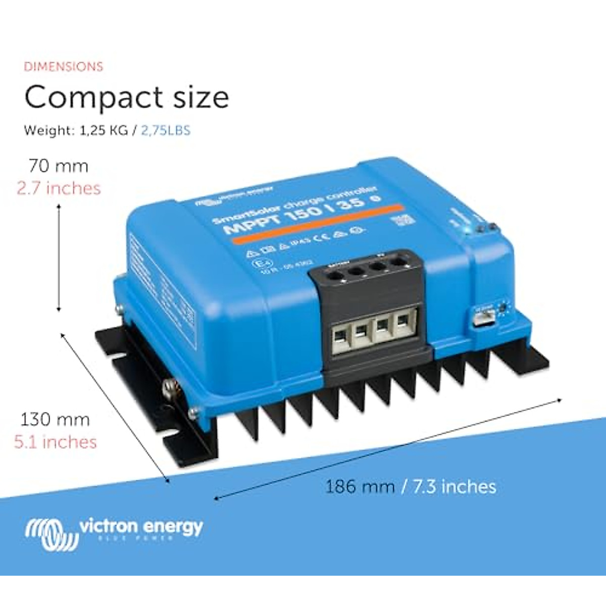 Victron Energy SmartSolar MPPT 150V 35 amp 12/24/36/48-Volt Solar Charge Controller (Bluetooth)