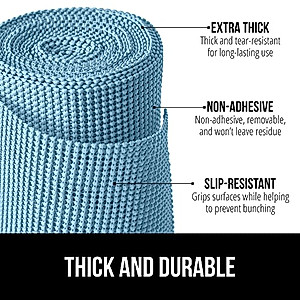 Gorilla Grip Drawer and Shelf Liner and Nonslip Bed Sheet Straps 4 Pack, Shelf Liner Size 17.5 in x 10 FT Aqua, Non Adhesive, Sheet Straps in White, Easy Install, 2 Item Bundle