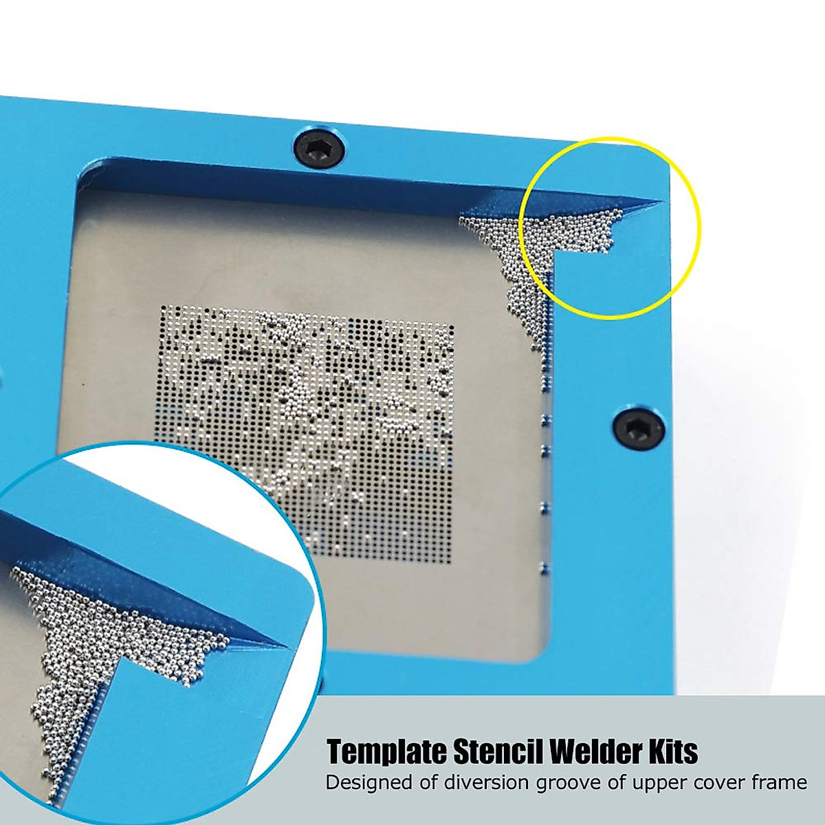 BGA Reballing Rework Station Double Frame Template Stencil Welder Kits 80 x 80mm Soldering Station for Auto Fixing for Large Steel Meshes