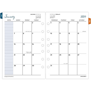 AT-A-GLANCE® EttaVee Monthly Planner Refills, 5-1/2" x 8-1/2", January to December 2024