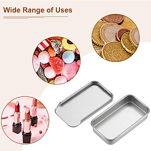uxcell Metal Tin Box Containers, 6Pcs 2.4x1.3x0.4 Inch Silver Mini Portable Metal Slide Top Tin Containers for Jewelry Crafts