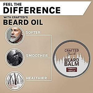 Deluxe Beard Oil and Beard Balm - For a Softer, Smoother, Moisturized Beard - Made with All-Natural and Organic Ingredients - Leave in Conditioner - Beard Care Kit for Men - Tobacco Vanilla Scent