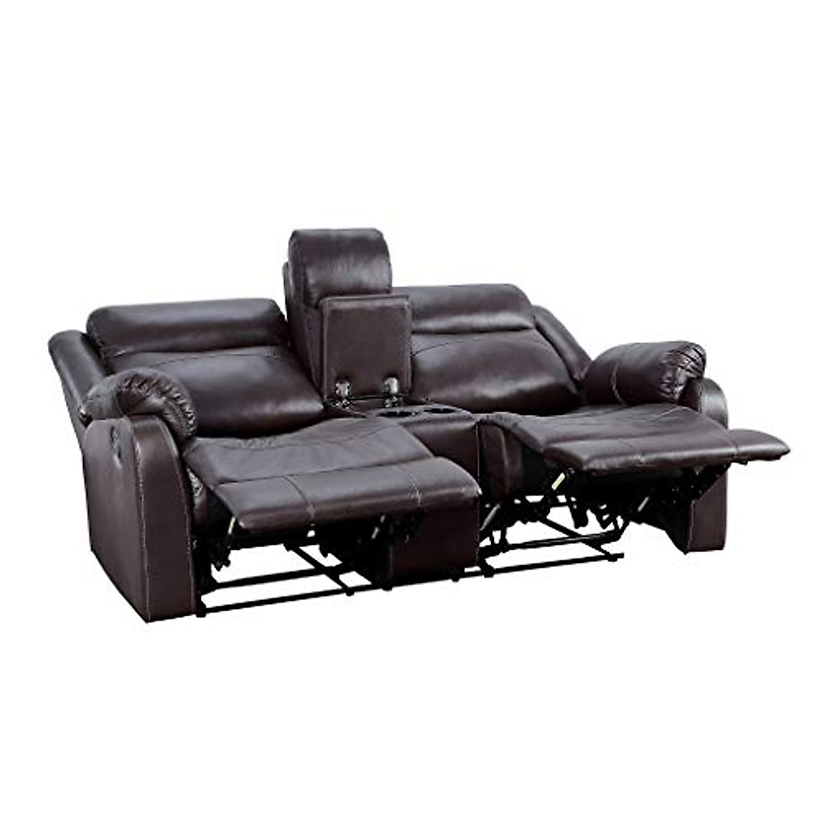 Homelegance Yerba 70" Microfiber Double Reclining Loveseat W, Dark Brown