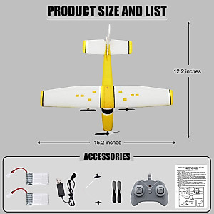 fisca RC Plane Remote Control Cessna 182 Airplane, 2.4Ghz 2CH Foam Drone Ready to Fly Aircraft Toy for Kids and Adults