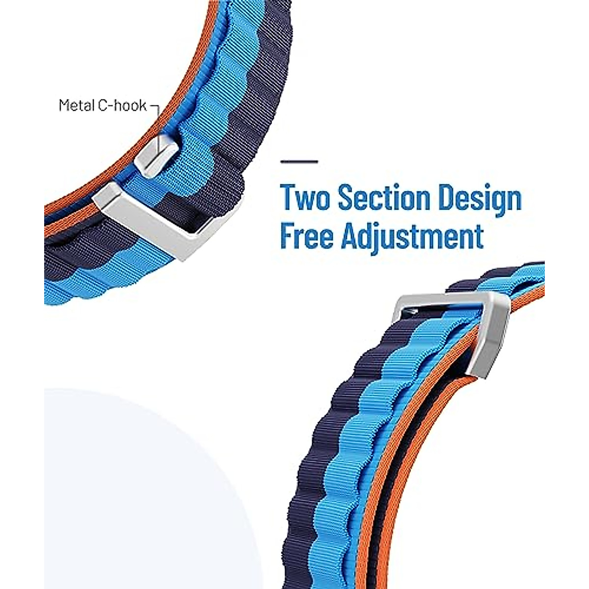 Nhoebwe Upgrade Alpine Loop Nylon Band Compatible with Apple Watch Band 49mm 45mm 44mm 42mm 41mm 40mm 38mm Men Women, Detachable Adjustable Metal C-Hook Strap for iWatch Series