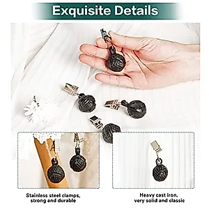 Sungmor Cast Iron Heavyweight Tablecloth Weights - 4 Pack Antique Dark Brown Round Clew Pendent Clips Weights Kit - Heavy Duty Table Cloth Cover Clamps for Home Garden Party Wedding Camping Picnic