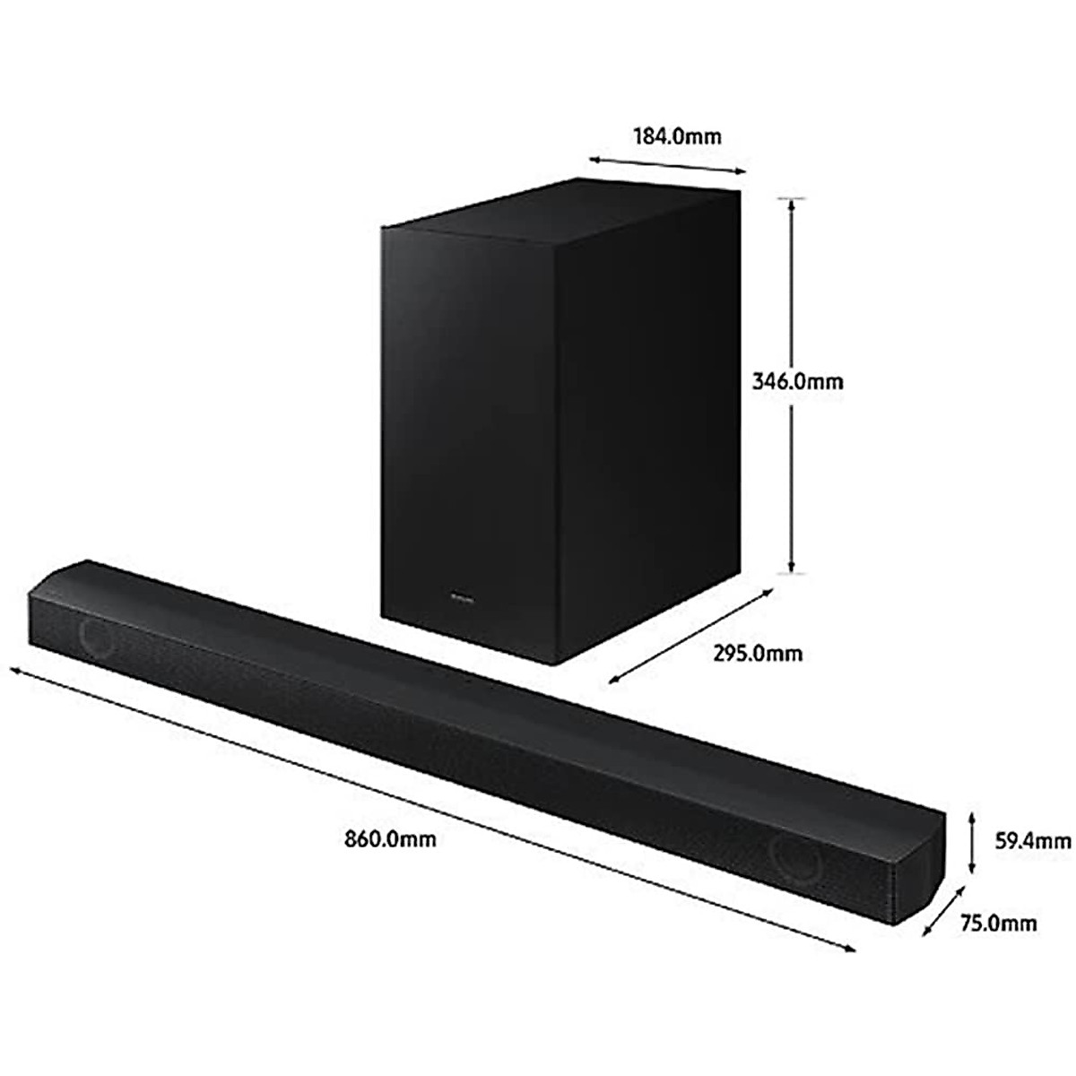 SAMSUNG HW-B550 2.1ch Soundbar with Dolby Audio DTS Virtual:X 2022 Bundle with Universal Soundbar Bracket Mount + HDMI Cable + Entertainment Essentials Bundle + 1 Year Protection Pack