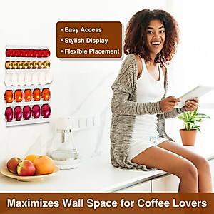 Coffee Pod Holder, K Cup Holders for Counter,10 PCS Coffee Pods Storage/Organizer,Wall Mount Coffee Pod Holder with Adhesives,Under Cabinets-White