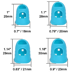 Wisdompro 16 Pcs Finger Tips, 4 Sizes Silicone Thimble Fingertip Grips Finger Protectors Pads Cover for Paper Sorting, Page Turning, Hand Sewing, Money Counting, Guitar Playing - Blue, Aqua