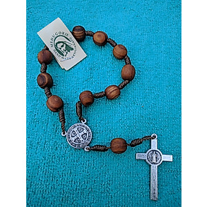 One Decade Rosary St Saint Benedict Olive Wood Rosary Pocket Clasp Rosary from Medjugorje