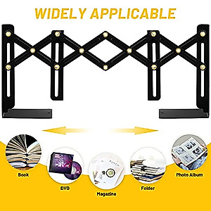 Chitidr 2 Pieces Adjustable Bookend Expandable Metal Bookend Desktop Book Stand Magazine File Organizer Holder with 2 Divider for Home Office School Library, Extends up to 19 Inch