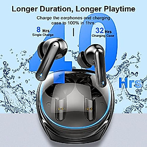 Wireless Earbud,Bluetooth 5.3 Headphones with 4 Mic,Deep Bass In-Ear Headphones ENC Noise Cancelling,40H Playtime Bluetooth Earphones,IP7 Waterproof Ear buds Mini Charging Case Bluetooth Headset Black