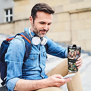 Personalized Coffee Tumbler With Pictures and Texts, Custom 20oz Insulated Travel Cups with Lids, 20oz Custom Stainless Steel Mugs, Gift for Wedding, Anniversary, Birthday…
