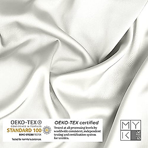 MYK 100% Pure Natural Mulberry Silk Pillowcase, 25 Momme One Side for Hair and Skin Care (King, Ivory White)…