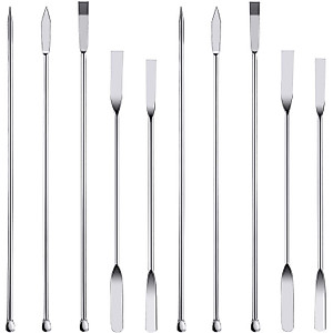 10 Pieces Stainless Steel Lab Spatula Micro Sampling Scoop Double Ended Mixing Spoon Laboratory Measuring Spoon for Powders Gel Cap Filler