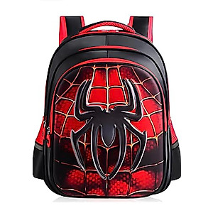 EFBJIXY Kids Backpack Spider Bookbags Boys Schoolbag With Lightweight Water Resistant (red black)