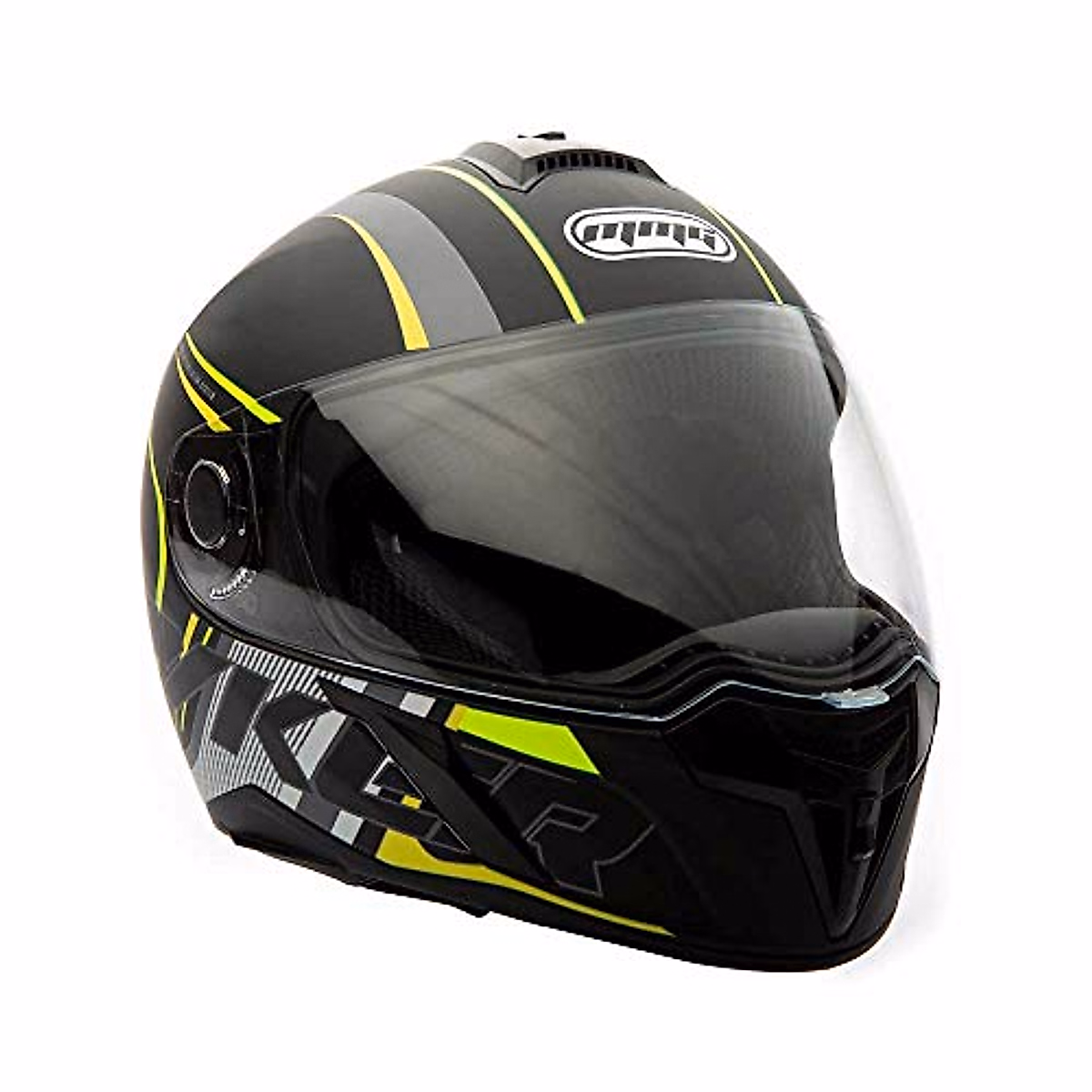 Motorcycle Full Face Helmet DOT Street Legal +2 Visors Comes with Clear Shield and Free Smoked Shield (MGAH21) (Matte Black Yellow, Large)