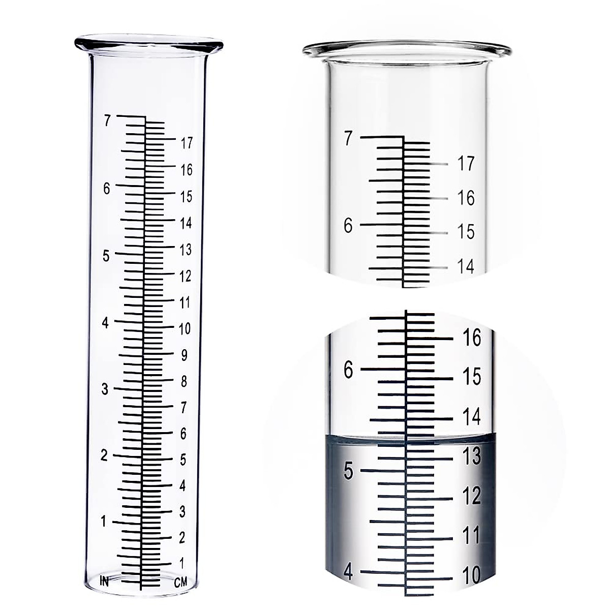 BIUWING 7 inch Rain Gauge Replacement Tube Glass for Yard Garden and Outdoor Home, with Tube Brush, Best Rated,2 Packs