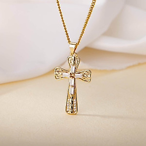 VAttract Cross Necklace for Women 18K Gold Plated Cross Pendant Choker Necklace