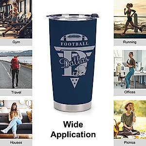 Custom Dallas Tumbler 20oz Stainless Steel with Lid & Straw Personalized Football Fans Gifts for Women Men Travel Cup Insulated Tumbler Add Name Number