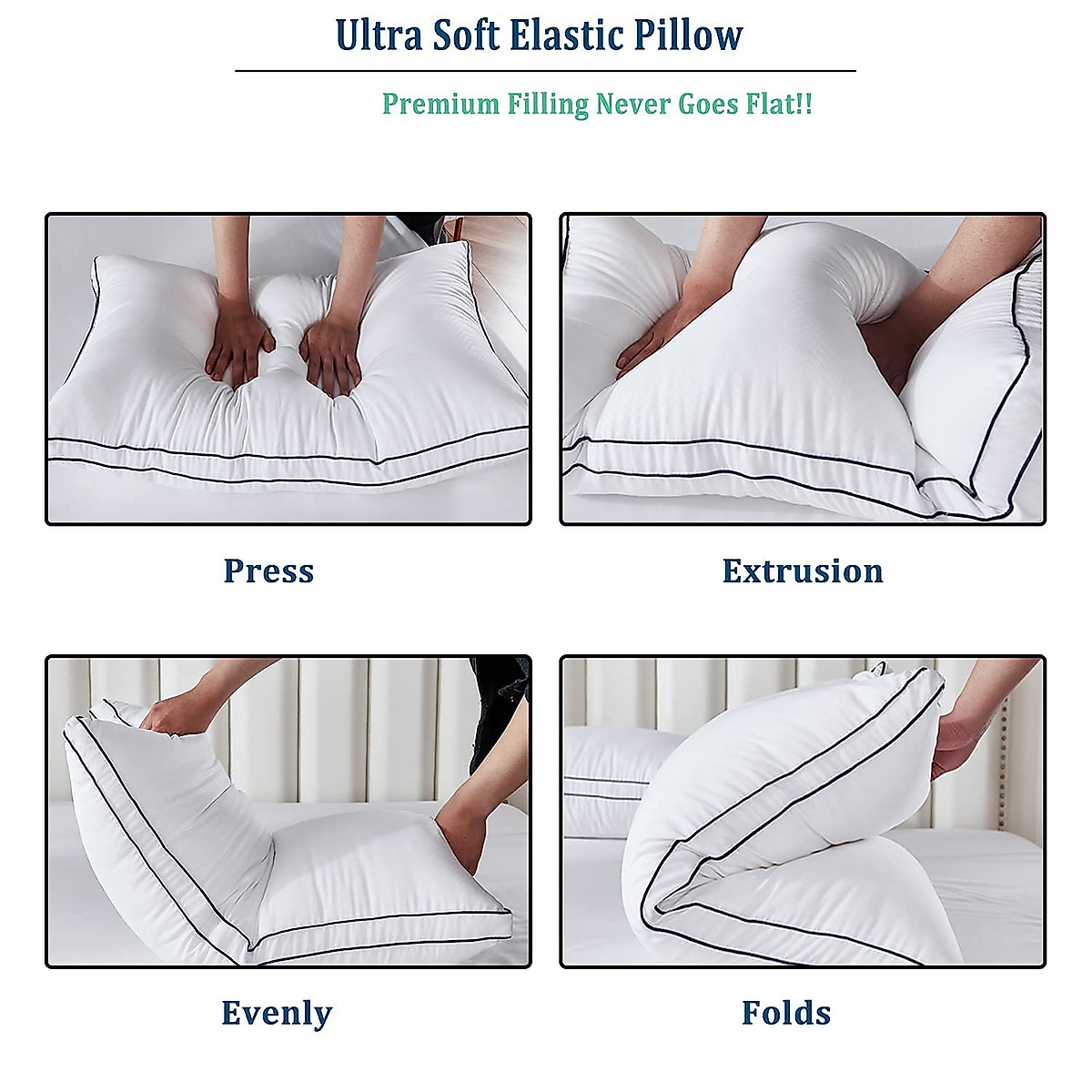 Gehannah Bed Pillows for Sleeping（2 Pack）, Luxury Plush Soft Pillow with Home and Hotel, Breathable Microfiber Cover Skin-Friendly Pillows for Side Back Sleepers