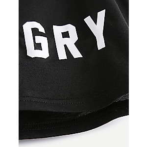 SweatyRocks Women's Summer Sleeveless Letter Print Casual Crop Tank Top Shirts Black S