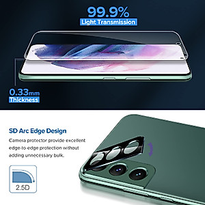 ivoler [2+2 Pack Tempered Glass Screen Protector for Samsung Galaxy S22 5G 6.1'' 2022 [2 Pack] [Not Fit Galaxy S22Plus&S22 Ultra ] with [2 Pack] Camera Lens Protector with Alignment Frame Clear