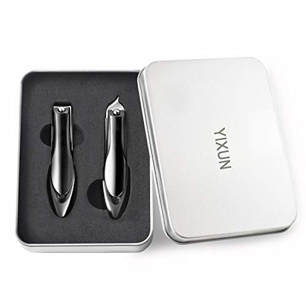Splash-proof nail clippers and Toenail Clippers Set,Sharp Sturdy Fingernail, detachable, washable, suitable for the elderly, adults, Set of 2 of nail clippers (Black)