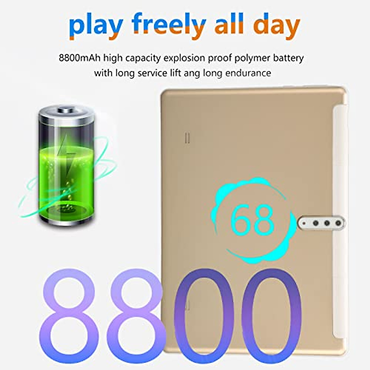 LBEC Tablet PC, 10 Core Gold 10.1 Inch Tablet 100240V 2.4G 5G WiFi for 11.0 for Painting (U.S. regulations)