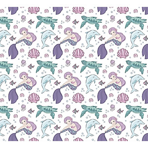 Stesha Party Mermaid Wrapping Paper Dolphin Turtle Ocean Gift Wrap 30 x 20 Inch (3 Sheets)