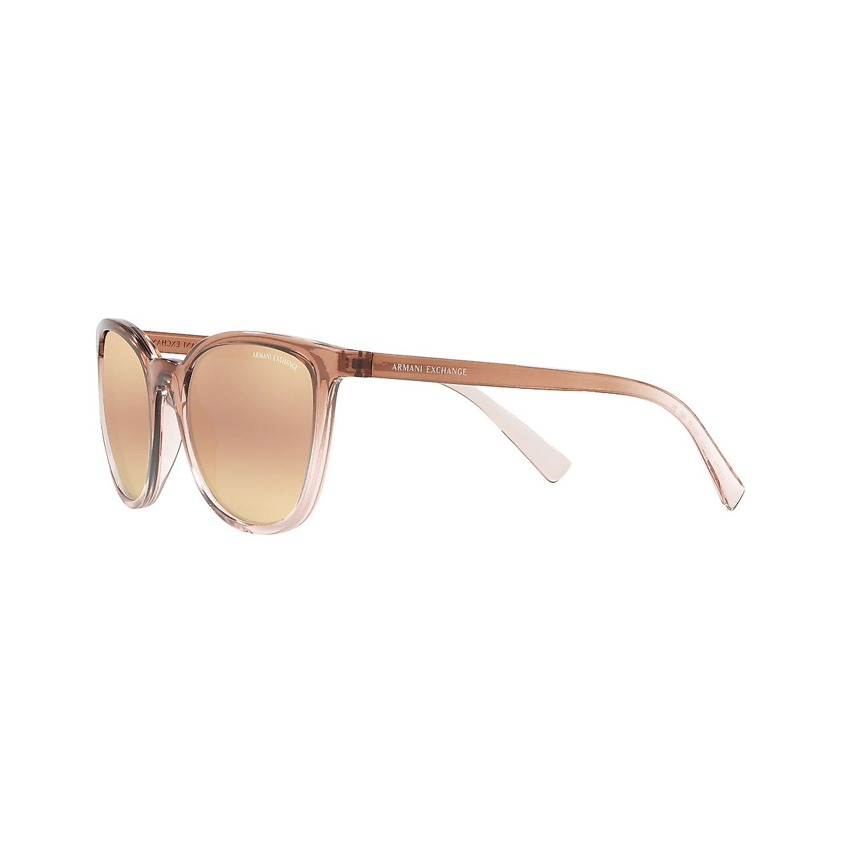 A|X ARMANI EXCHANGE Women's AX4077SF Low Bridge Fit Oval Sunglasses, Transparent Tundra/Rose/Rose Gold Mirrored/Grey, 56 mm