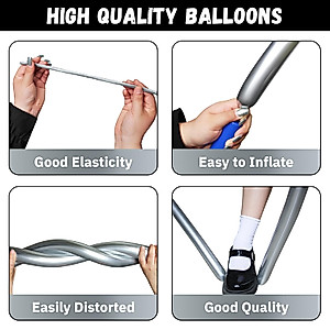 HYKJNBW Metallic Long Balloons for Balloon Animals, Chrome 260 Balloons Art Kit for Twisting, Skinny Modeling Balloons Supplies for Birthday Party Wedding Festival Decorations 100pcs