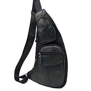 Leather Sling Bag Crossbody Backpack for Men Women Travel Outdoor Sports Hiking Camping Shoulder Chest Day Pack Daypack