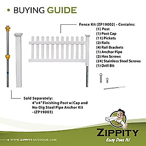 Zippity Outdoor Products ZP19002 No Dig Fence Newport, 36"H x 72"W, White