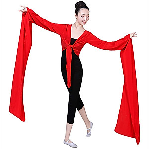 ZooBoo Dance Long Silk Sleeves - Peking Opera Stunts Dancing Practice Long Flowing Inner Sleeves (1.5 M, Red Unsplit)