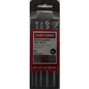 Craftsman 66311 5pc Rotary Masonry Drill Bit Set 5/32 3/16 1/4, 5/16, 3/8