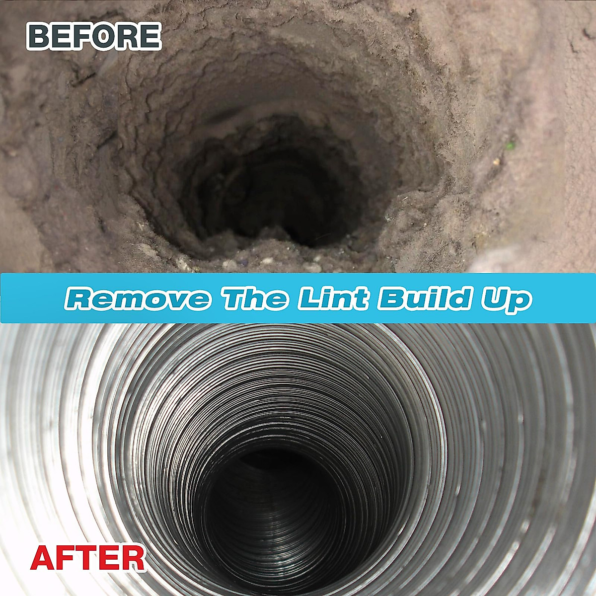 Sealegend 50 FEET Dryer Vent Cleaner Kit Double Synthetic Brush Head Upgraded Flexible Quick Snap Brush with Drill Attachment Extend Up to 50 FEET for Easy Cleaning Use with or Without a Power Drill