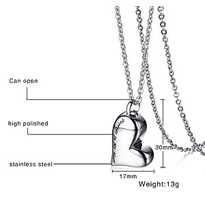 VNOX 4 Pcs Urn Necklace for Ashes - Memorial Cremation Jewelry for Ashes,Forever in My Heart Urn Locket for Ashes Stainless Steel Urn Pendant Keepsake Jewelry