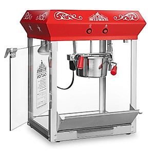 Olde Midway Bar Style Popcorn Machine, 4-Ounce Popcorn Maker Popper, Red