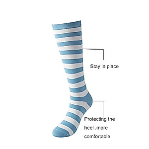 Cerebro Knee High Socks for Kids Stripes Girls Cotton Calf Athletic Tube Socks,SOCKS (1Pairs 10-15Y, 1Pairs black) …