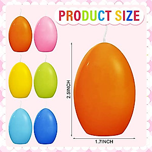 12 Pcs Easter Eggs Candles Soy Wax Colorful Easter Candles Gift Happy Easter Egg Candle Unscented Egg Shape Candle for Home Room Indoor Easter Party Decorations, 6 Colors