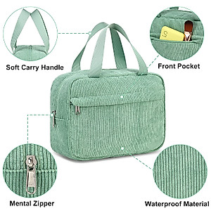 Makeup Bag for Women Girls Cute Corduroy Travel Cosmetic Tote Large Make Up Organizer Toiletry Bags Zipper Pouch Purse