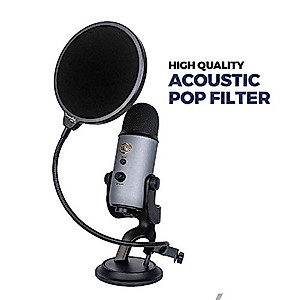 Dragonpad USA 6" Microphone Studio Pop Filter with Clamp (Black)