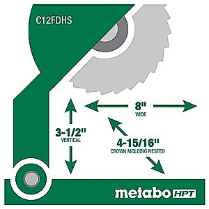 Metabo HPT 12-Inch Compound Miter Saw, Laser Marker System, Double Bevel, 15-Amp Motor, Tall Pivoting Aluminum Fence, 5 Year Warranty (C12FDHS)