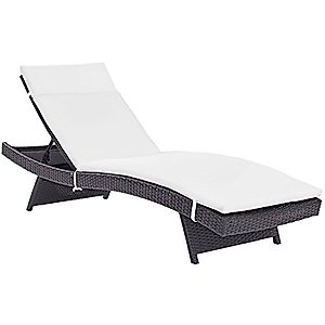 Crosley Furniture Biscayne Reclining Wicker Outdoor Chaise Lounge Chair for Patio, Deck, Backyard, Poolside, White