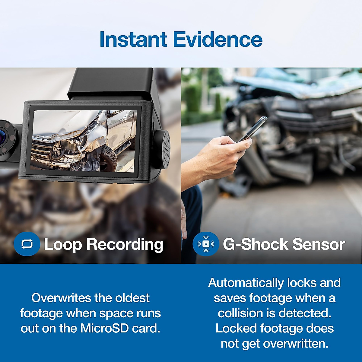 Asani 3-Channel Car Dash Cam - 4K Front, Rear, and Cabin Recording, LCD Screen, Includes 32GB SD Card, WiFi, GPS, G-Sensor, 6 IR LEDs for Night Vision, Ideal for Comprehensive Road Security