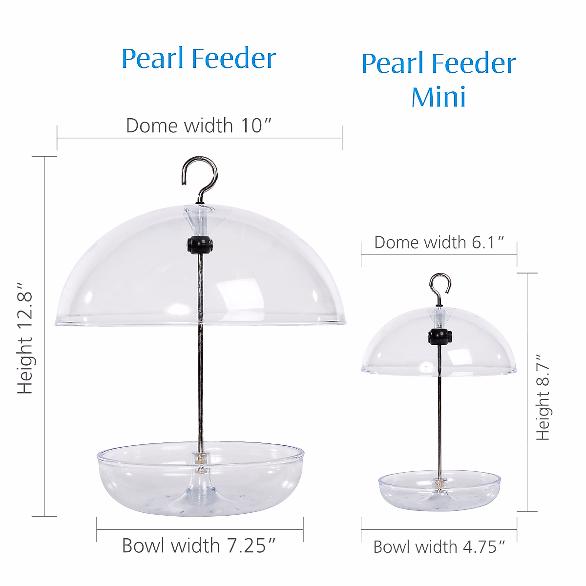 Bluebird Feeder - Jacobi Jayne® Pearl Feeder Dome Bird Feeder for Small Birds - Bluebird Feeder for Mealworms - Platform Bird Feeder Dome Cover - Covered Mealworm Feeder attracts Blue Birds